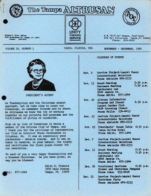 "Newsletter, Tampa, Florida Altrusan, Altrusa Club of Tampa, Florida, N ...