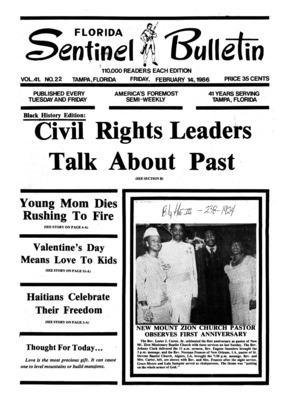 "Florida Sentinel Bulletin, February 14, 1986" by Gwen Hayes