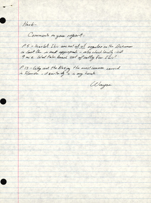 "Handwritten Letter, Wayne Freeman to Herbert Kale, Comments on Spring ...