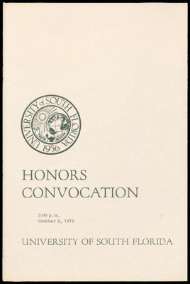"Convocation Program, USF, Honors, October 8, 1972" by University of ...