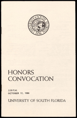 "Convocation Program, USF, Honors, October 17, 1986" by University of ...