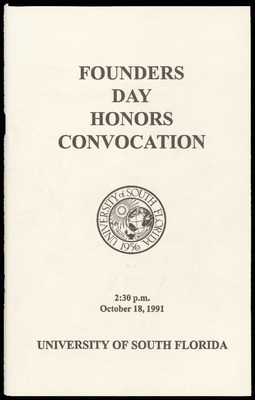 "Convocation Program, USF, Honors, October 18, 1991" by University of ...