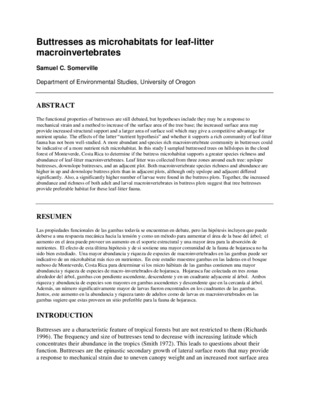 "Buttresses as microhabitats for leaf-litter macroinvertebrates, Novemb ...