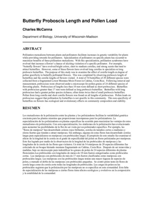 "Butterfly proboscis length and pollen load, November 2004" by Charles ...