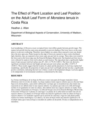 "The effect of plant location, and leaf position on the adult leaf form ...