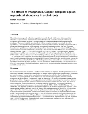 "The effects of phosphorus, copper, and plant age on mycorrhizal abunda ...