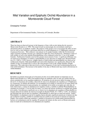 "Mist variation and epiphytic orchid abundance in a Monteverde Cloud Fo ...