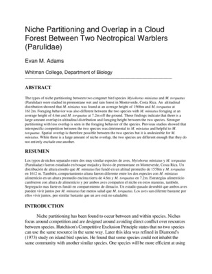 "Niche partitioning and overlap in a cloud forest between two Neotropic ...
