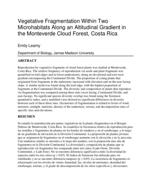"Vegetative fragmentation within two microhabitats along an altitudinal ...