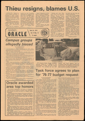 "The Oracle, April 22, 1975" by Sandra Wright